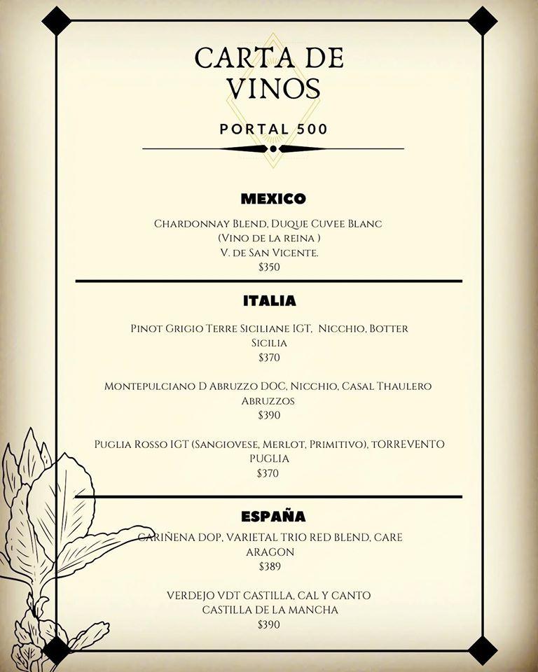 Menu at Portal 500 Cafe, Acámbaro