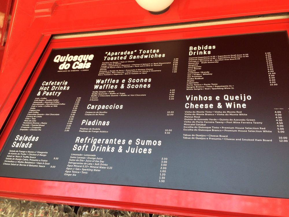 Menu at Santini, Lisbon