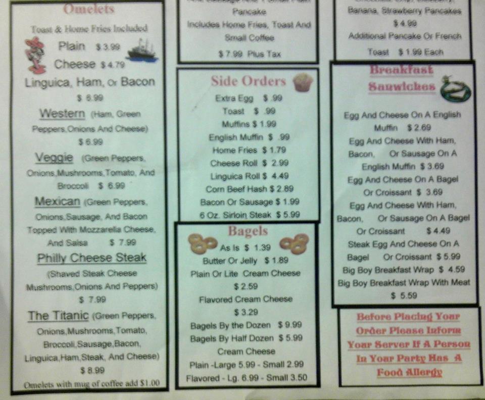 Menu at Scramblers Breakfast & Bagel restaurant, Fairhaven