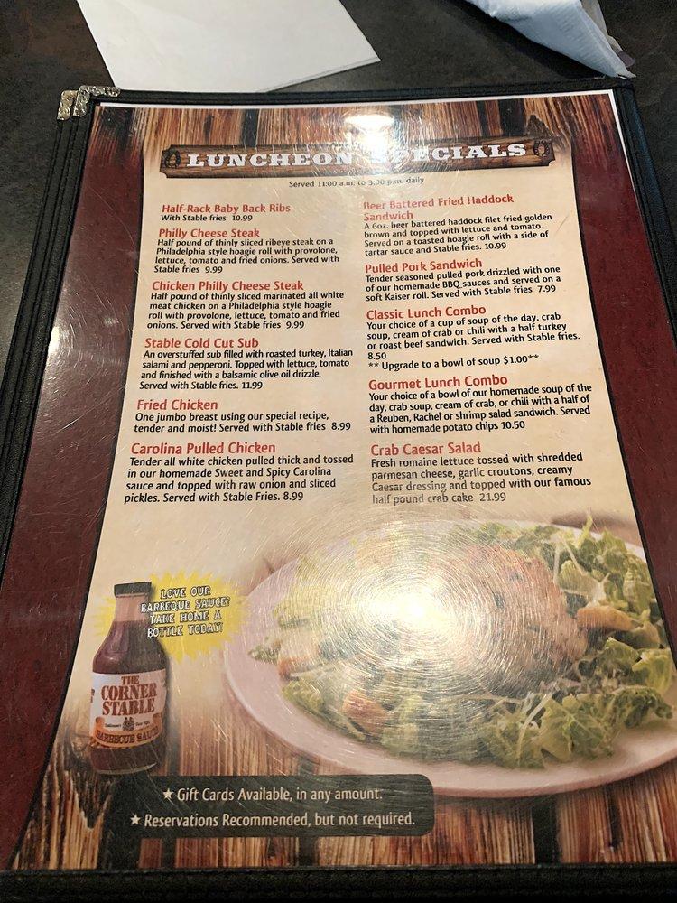 Menu at The Corner Stable BBQ, Columbia