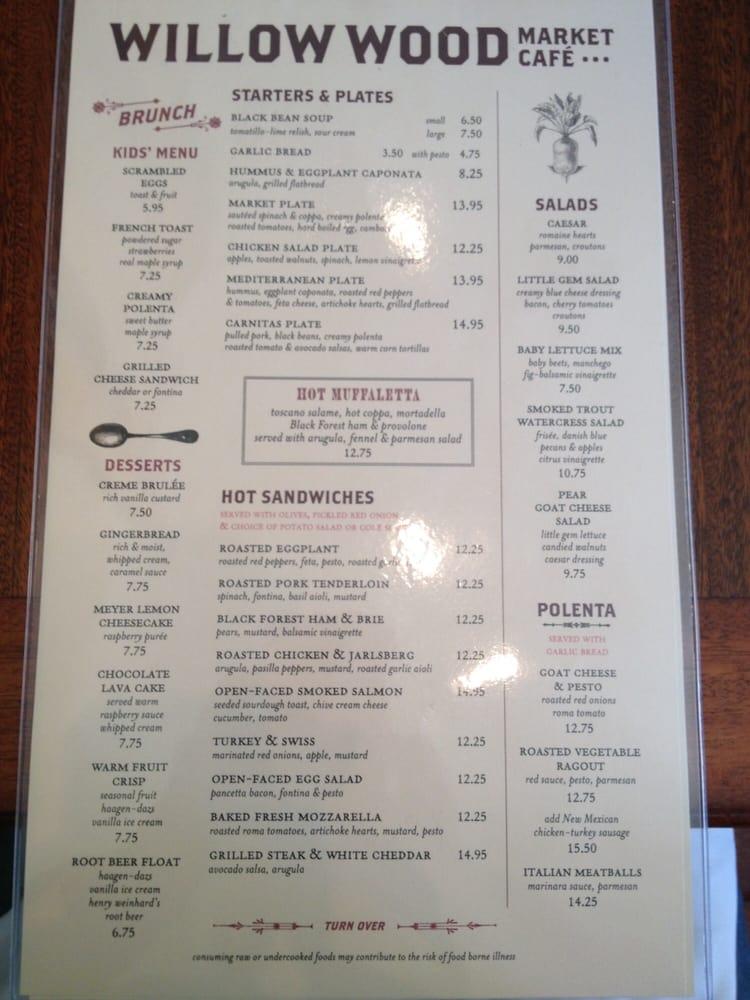 Menu at Willow Wood Market Cafe, Graton