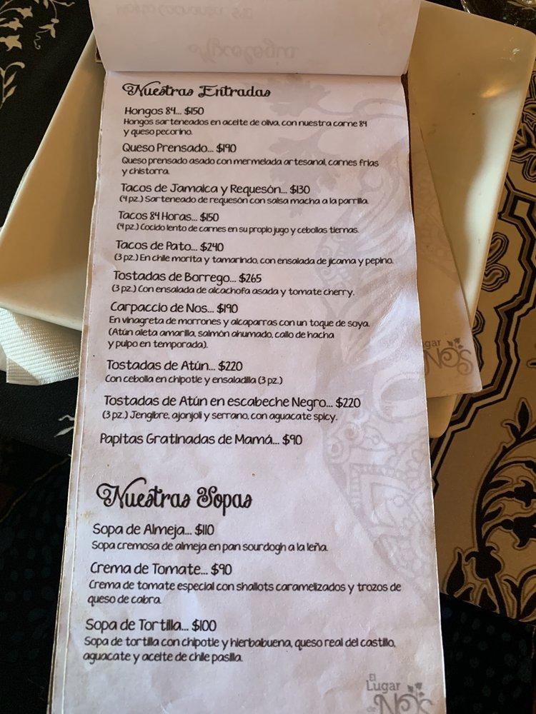Menu at El Lugar De Nos Restaurante, Tecate