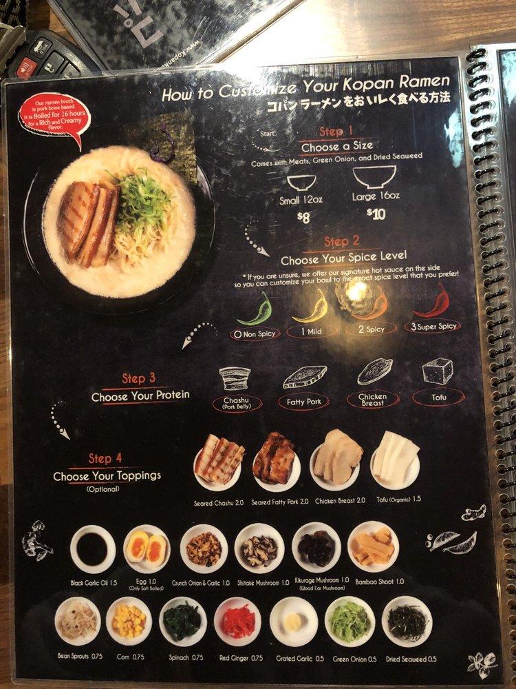 Carta del restaurante Kopan Sushi & Ramen, Garden Grove