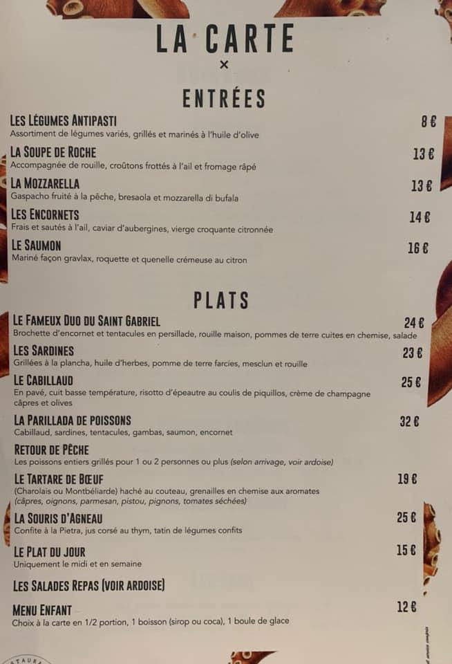 Menu au Restaurant Le Saint Gabriel, Toulon, 334 avenue de la ...