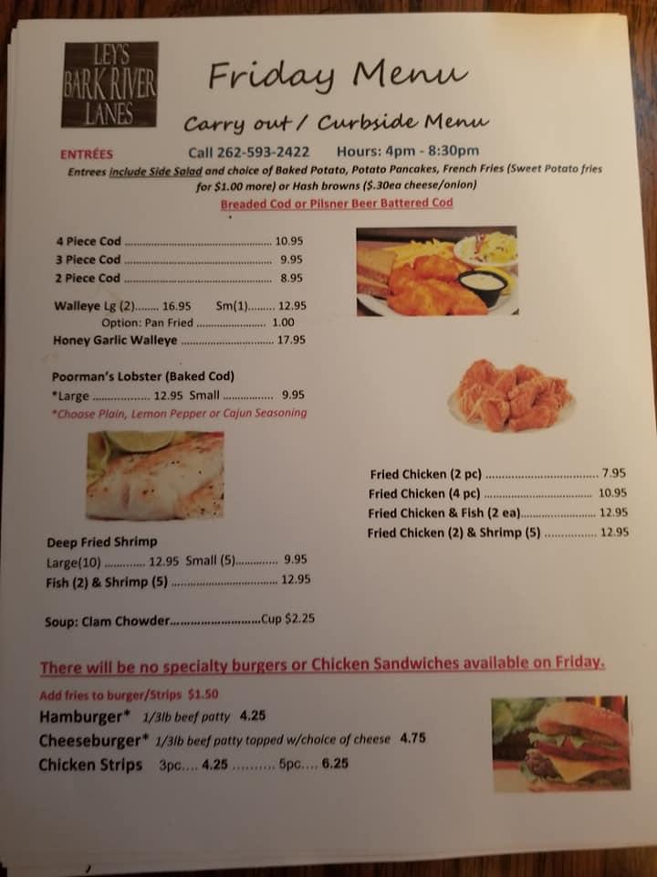 Menu at Bark River Lanes, Rome