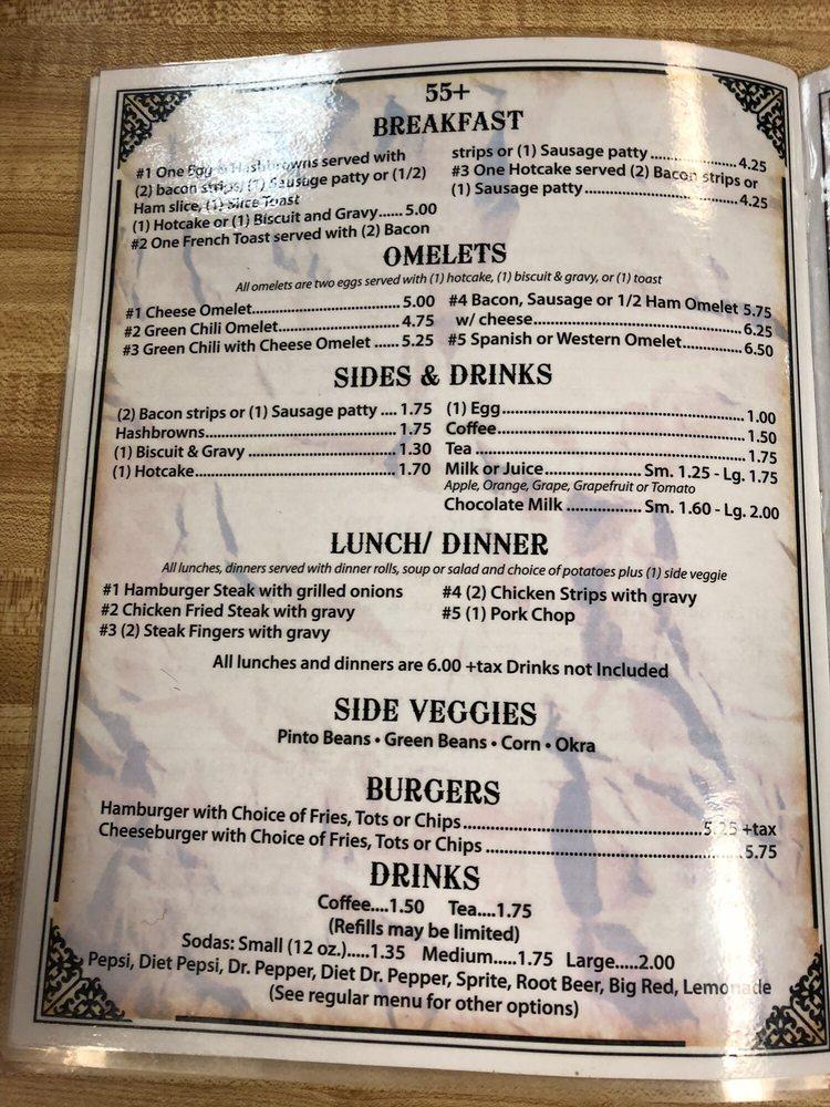Menu at Mom's Cafe, Clovis