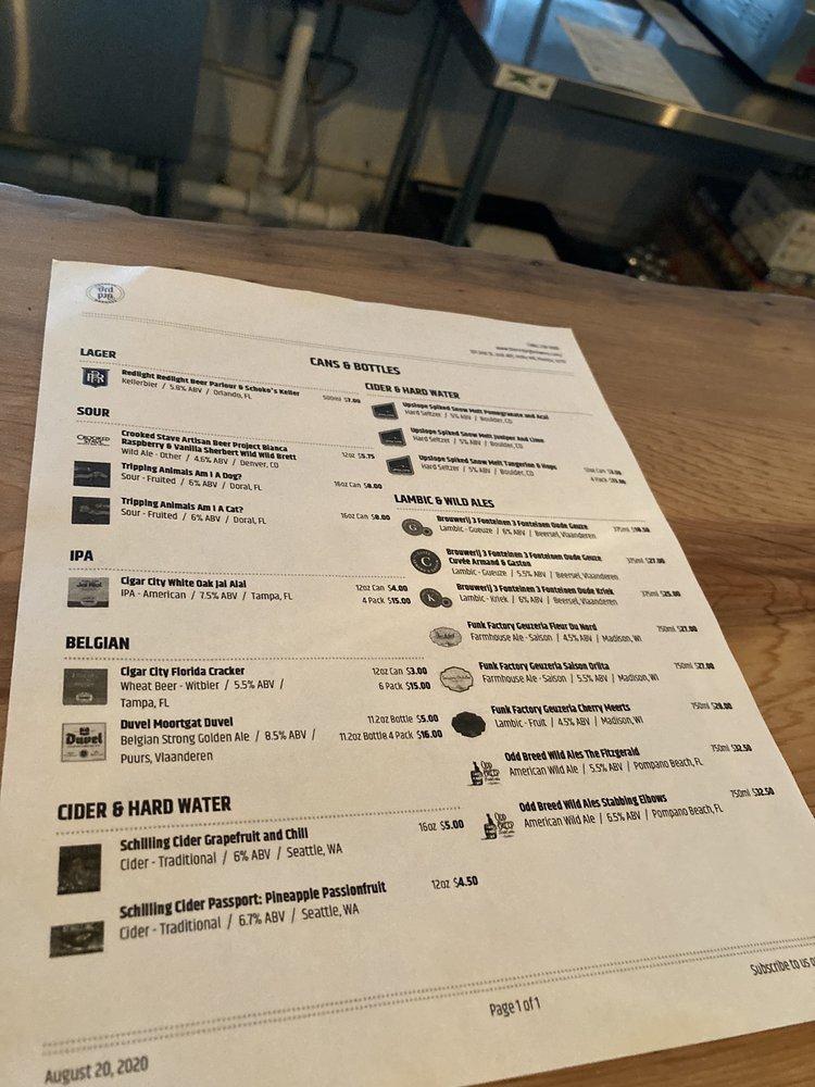 Menu at Red Pig Brewery pub & bar, Holly Hill