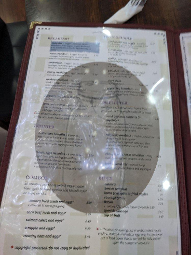 Menu at Southern taste diner restaurant, Richmond