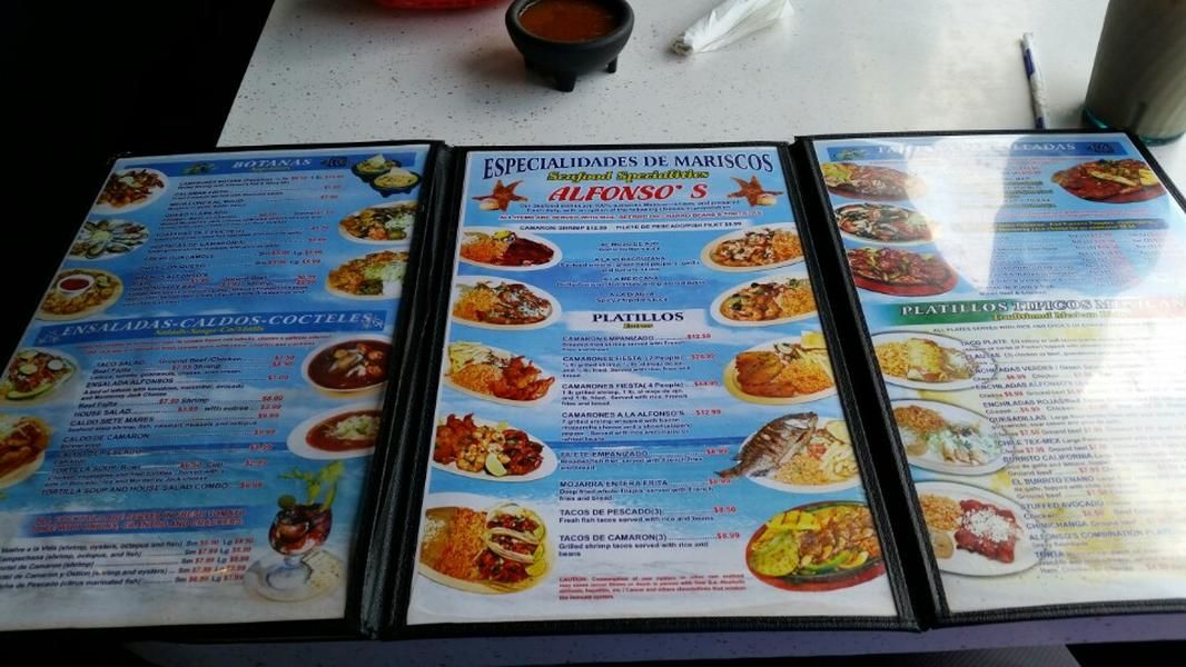 Menu at Alfonso's Mexican Restaurant, Conroe