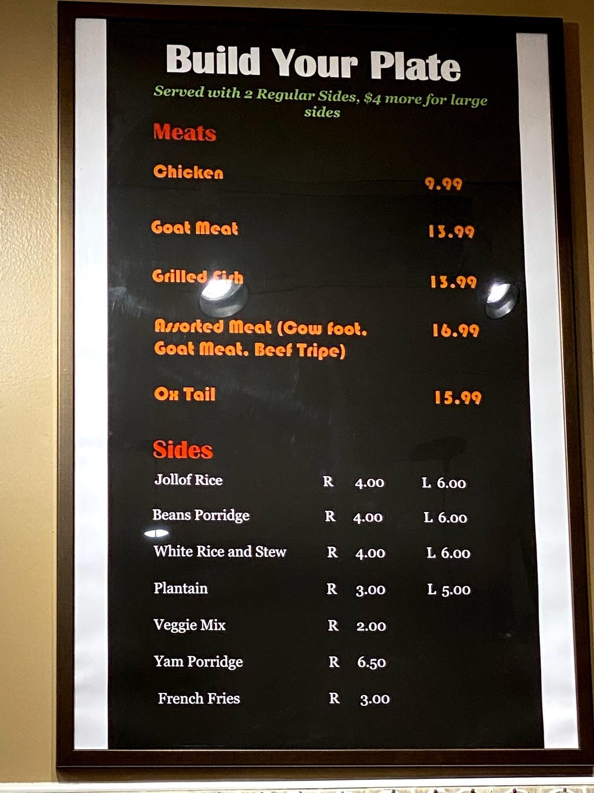 Menu at CHOBAS African Kitchen restaurant, Waldorf