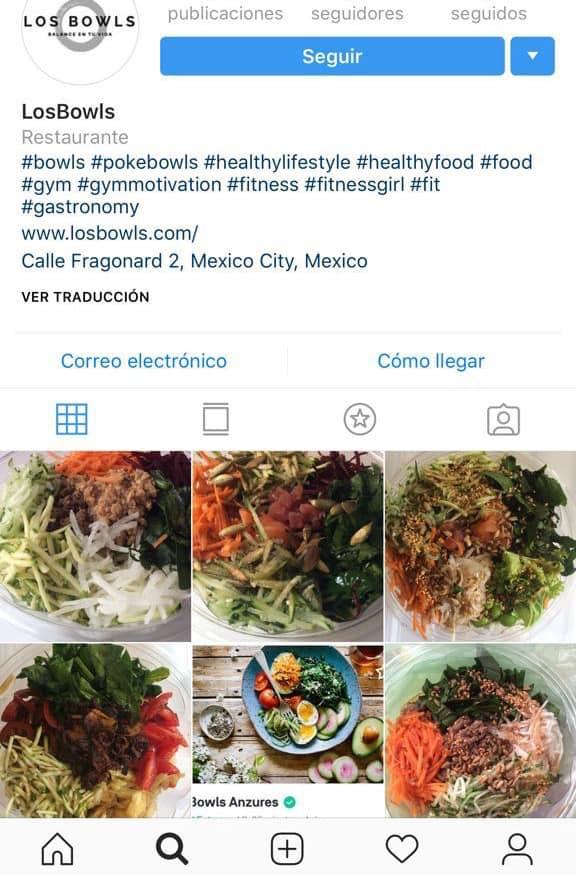 Carta del restaurante Los Bowls, Ciudad del México, C. Fragonard 2-Local 5