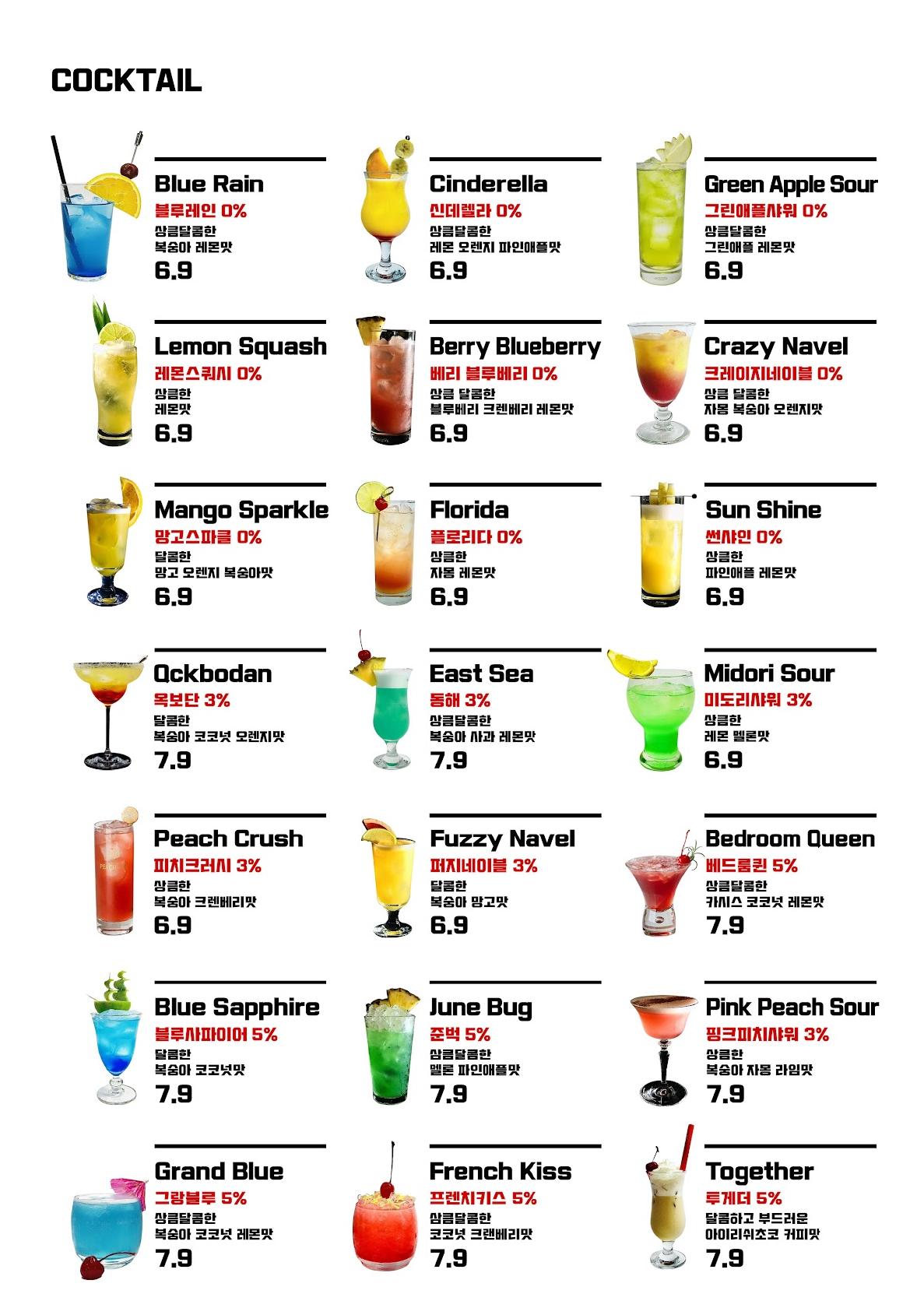 Menu at SHAKE BAR, Gumi-si