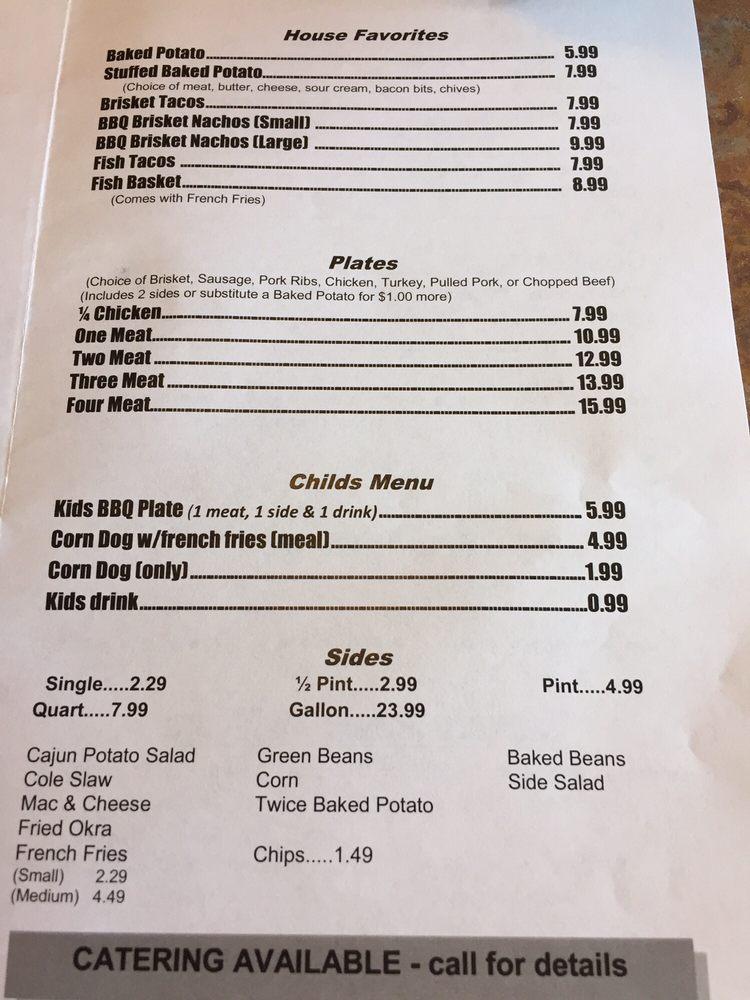 Menu at Texas Pit Stop - Galveston BBQ, Galveston
