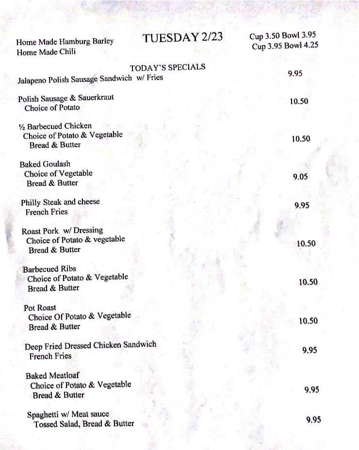 Menu at Eddie's Paramount Diner restaurant, Rome