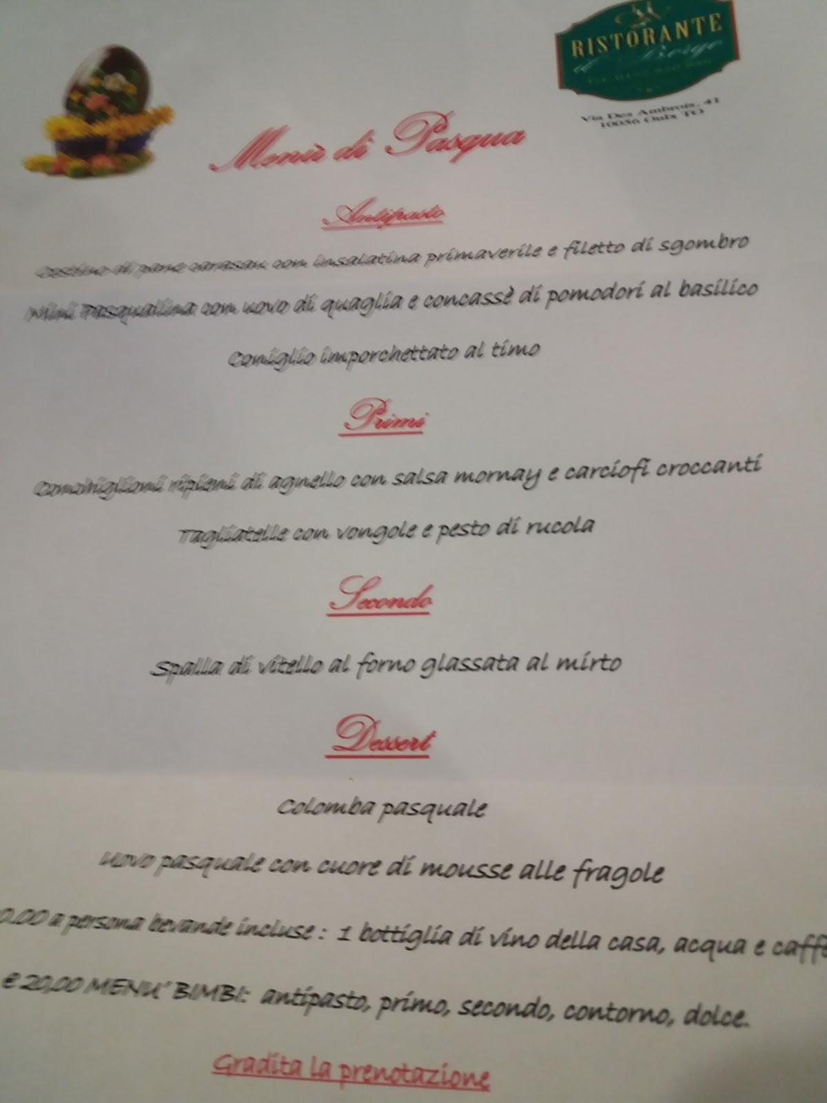 Menu da Il Borgo ristorante, Oulx