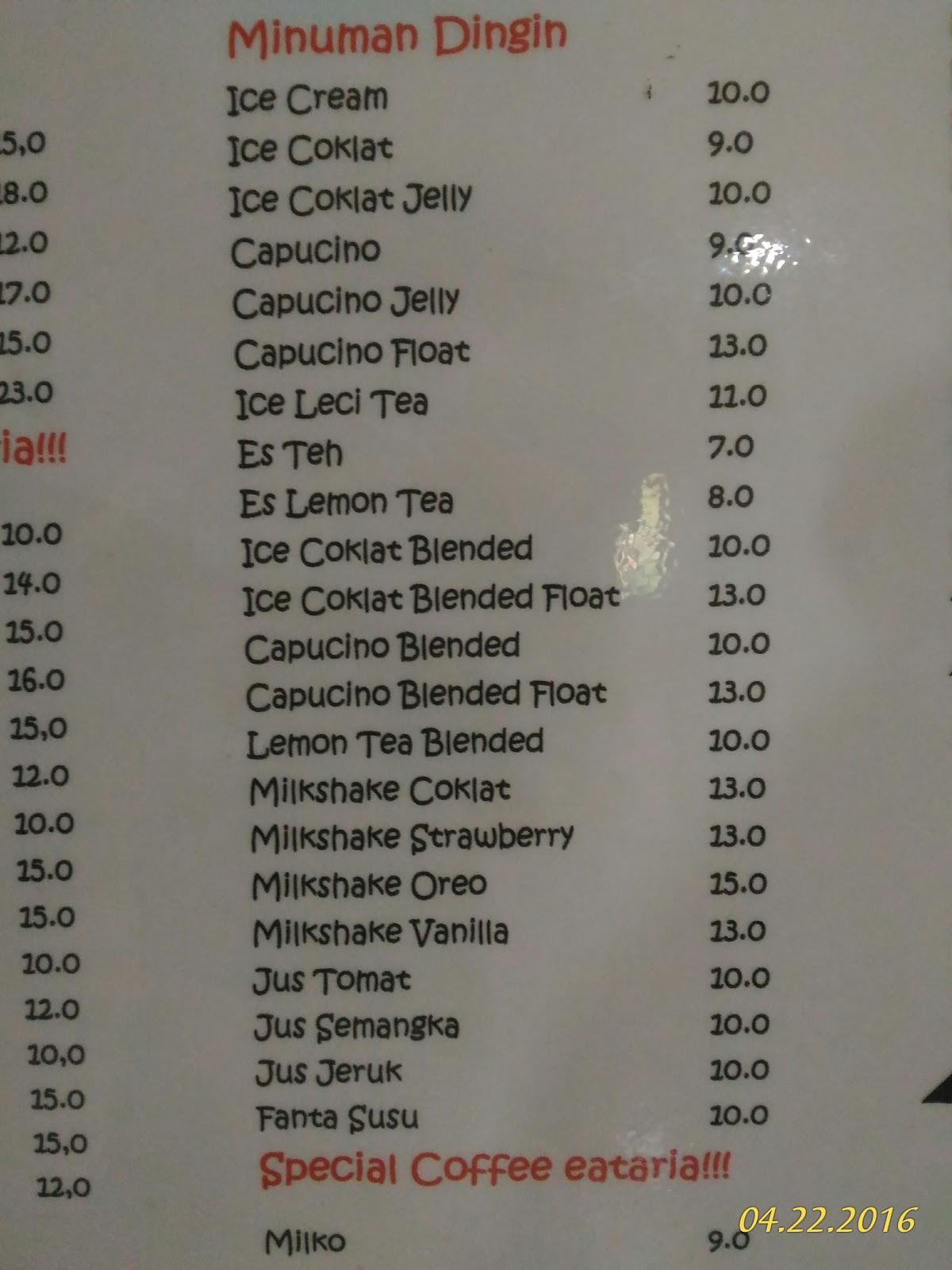 Menu at Kopi Datuk Silungkang, Muaro Kalaban