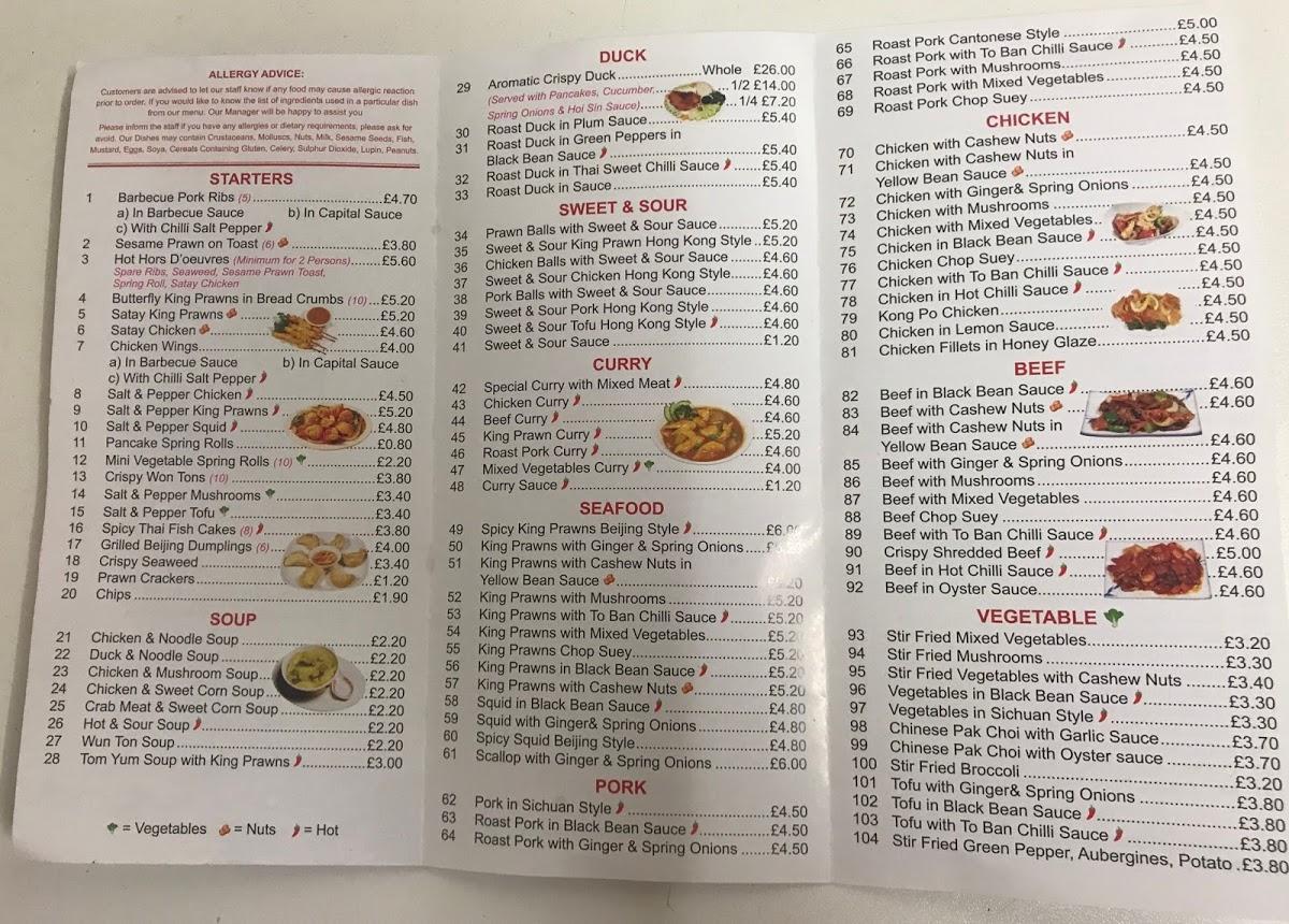 Menu at Rice Garden Chinese Takeaway restaurant, Enfield, 33 Main Ave