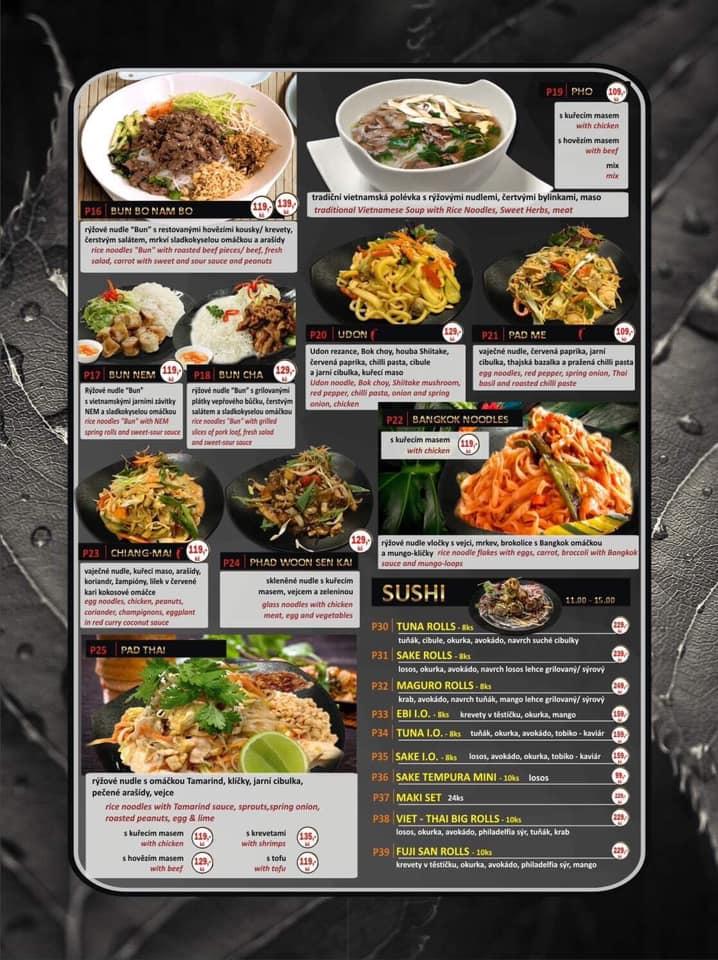 Menu at Viet Thai restaurant, Vrchlabí