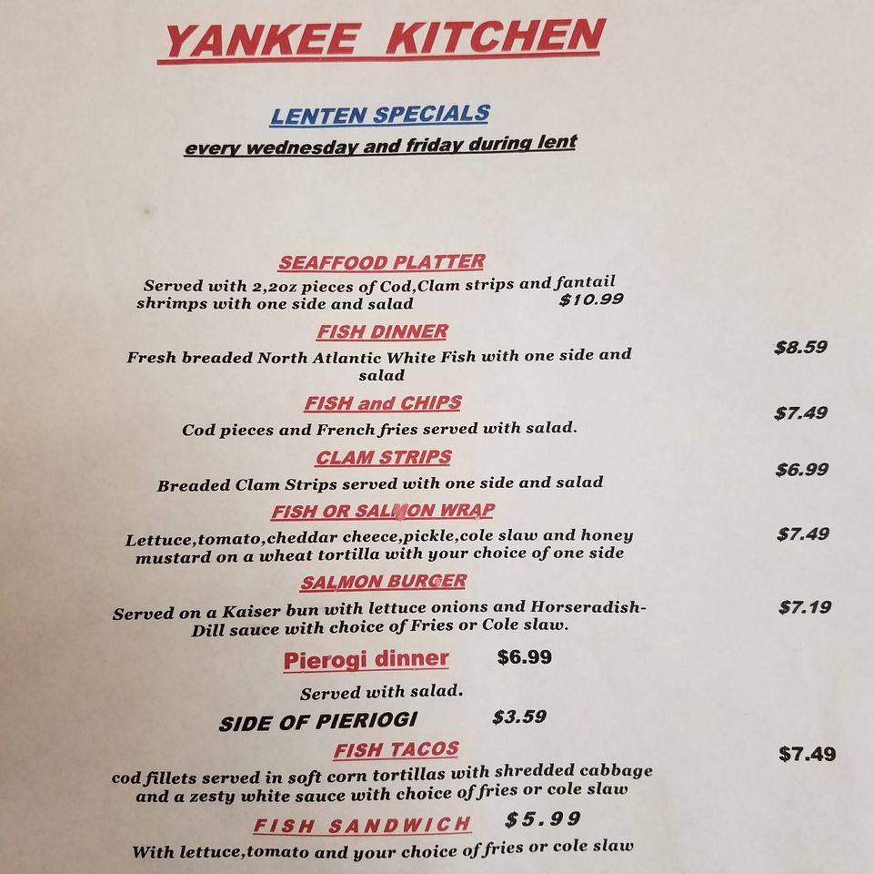 Menu at Yankee Kitchen Restaurant, Vienna Center
