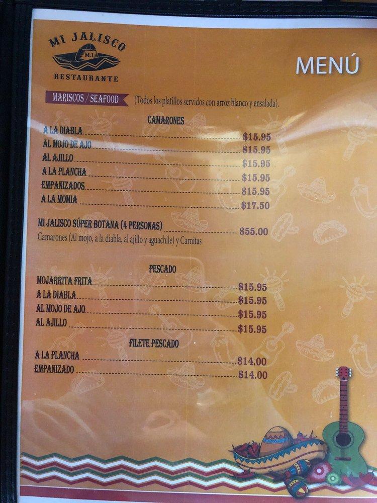 Menu at Mi Jalisco Restaurante, Vallejo