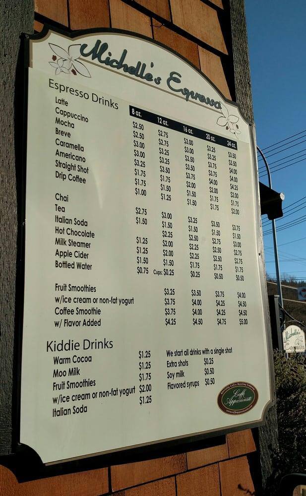 Menu at Michelle's Espresso, Belfair