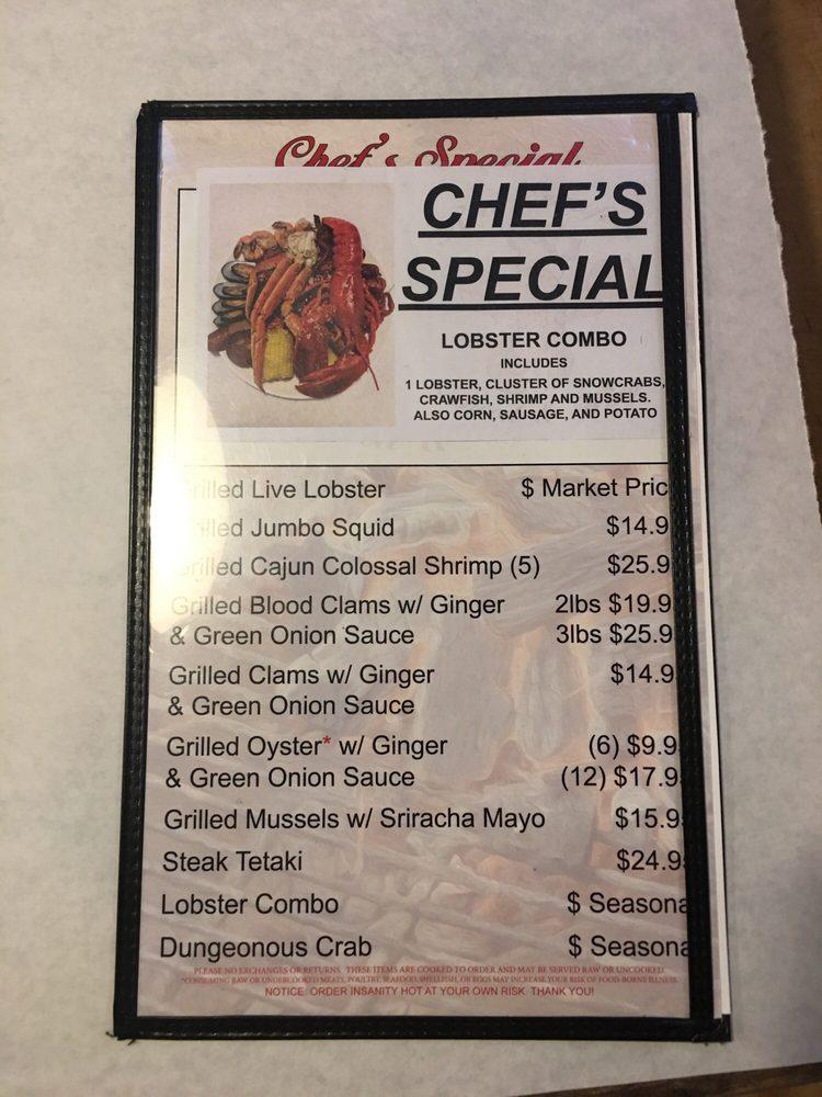 Menu at Red Crawfish Seafood & Wings steakhouse, Loganville