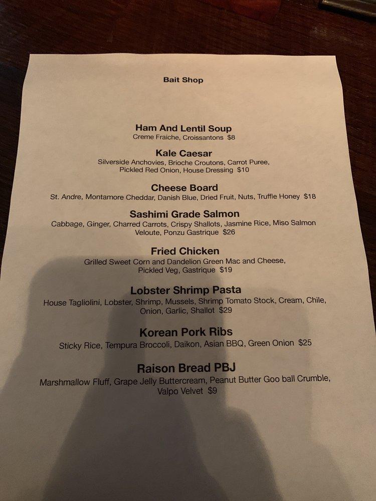Menu at The Bait Shop pub & bar, Valparaiso