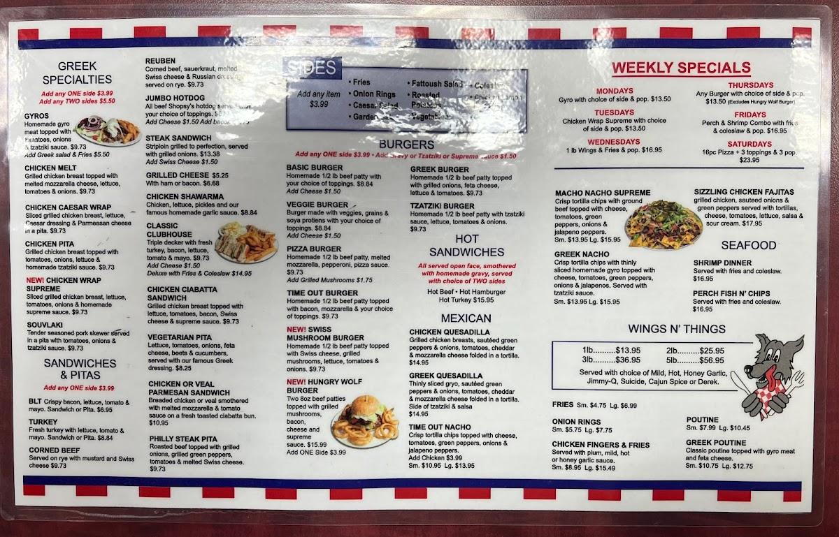 Menu at The Hungry Wolf Restaurant, Tecumseh