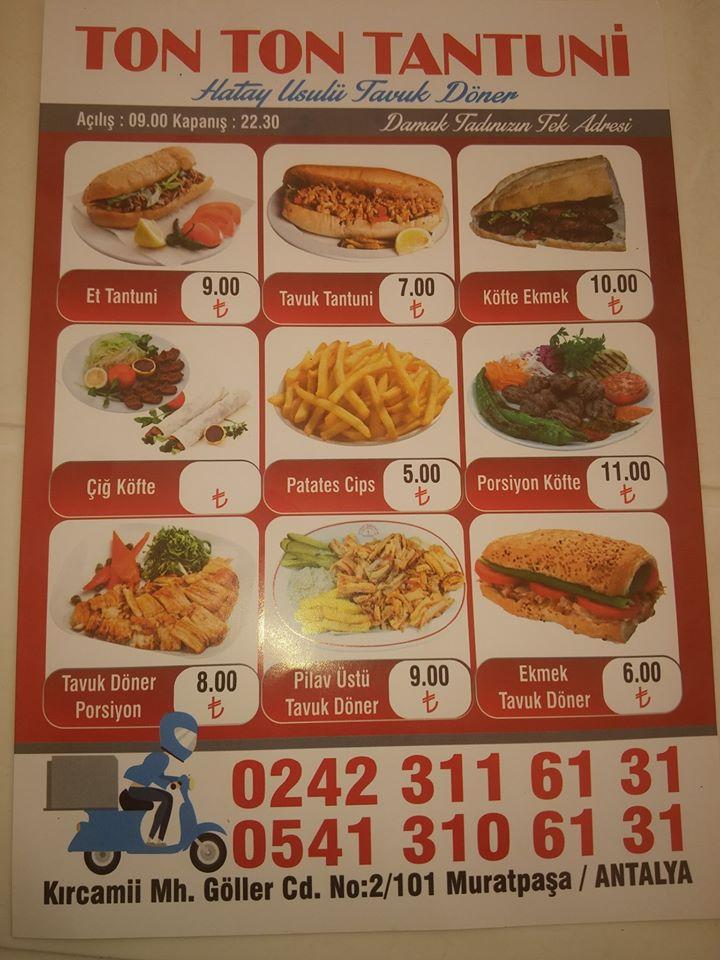 Menu at Tonton Tantuni Döner köfte Salonu, Antalya