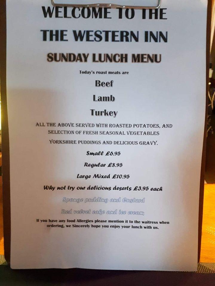 Menu at The Western Inn pub & bar, Saint Austell