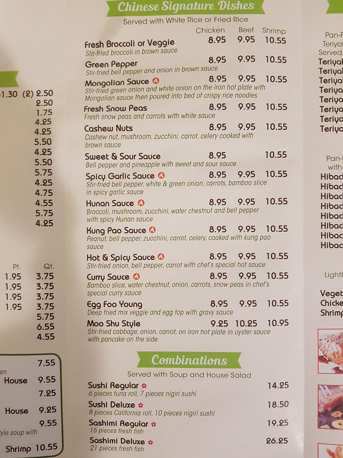Menu at Sakura Bistro restaurant, Alexander City, US-280