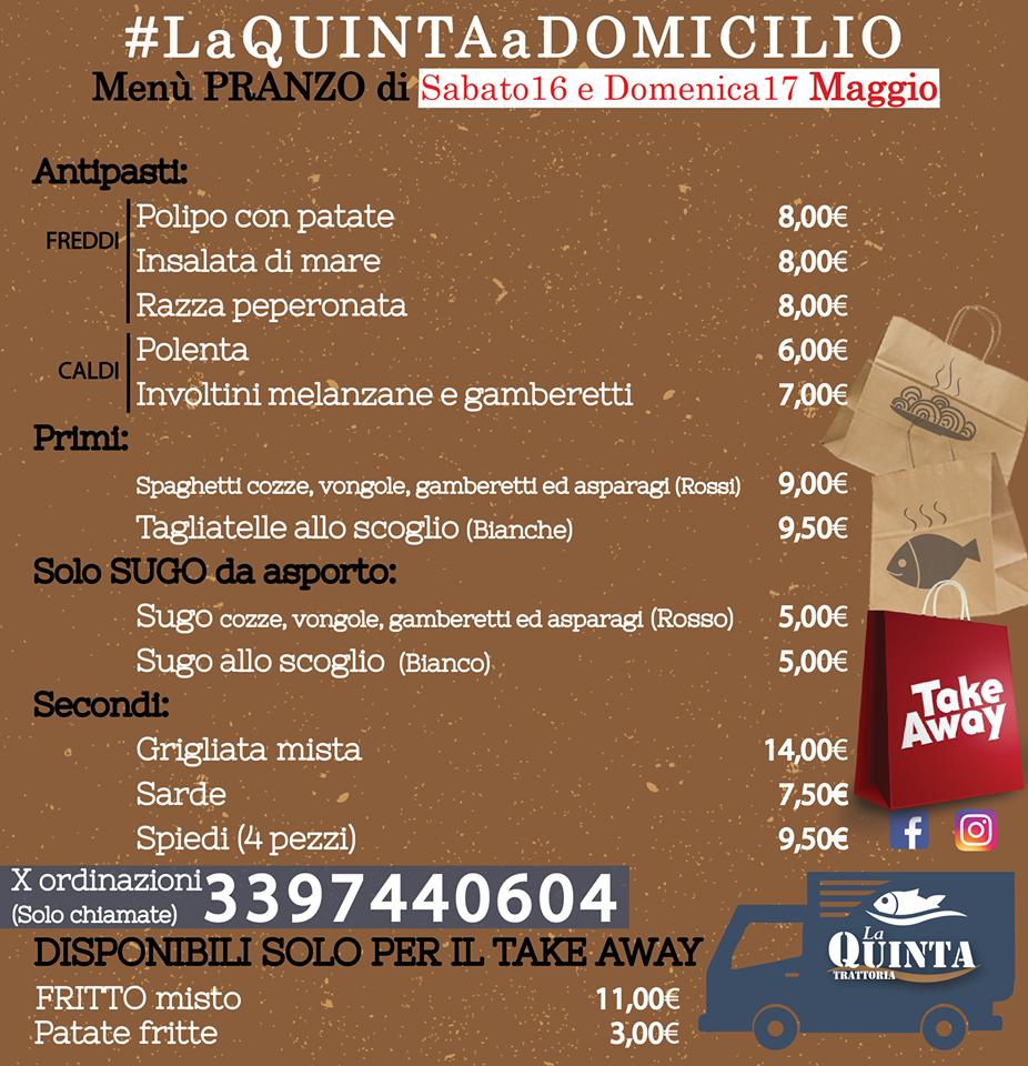 Menu at Trattoria La Quinta restaurant, Fano