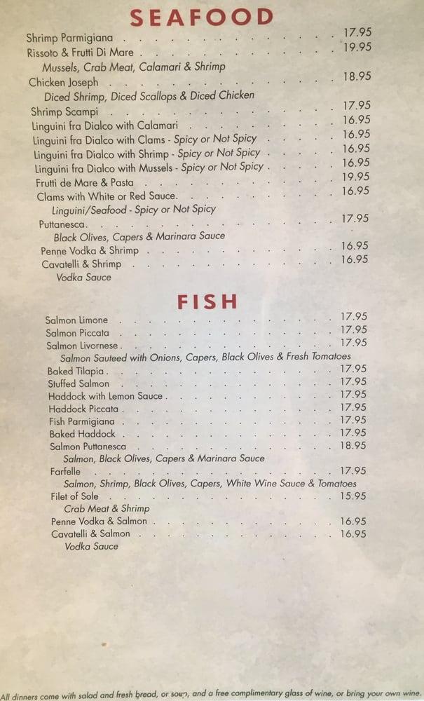 Menu at Villa Capri restaurant, Altoona