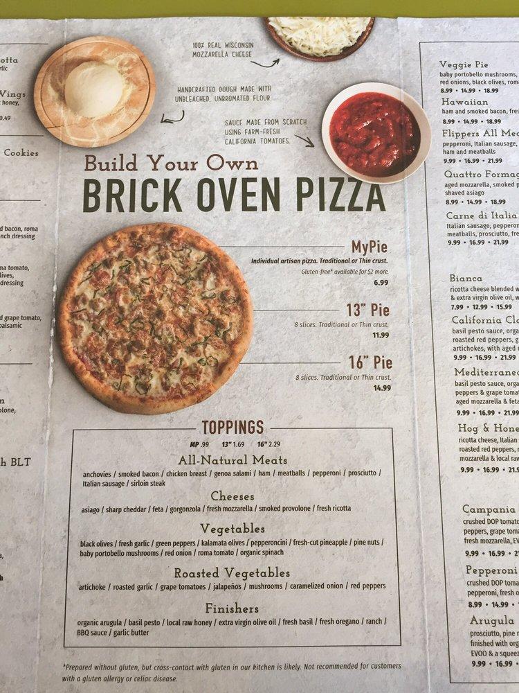 Menu at Flippers Pizzeria, Wildwood, Traverse Trl