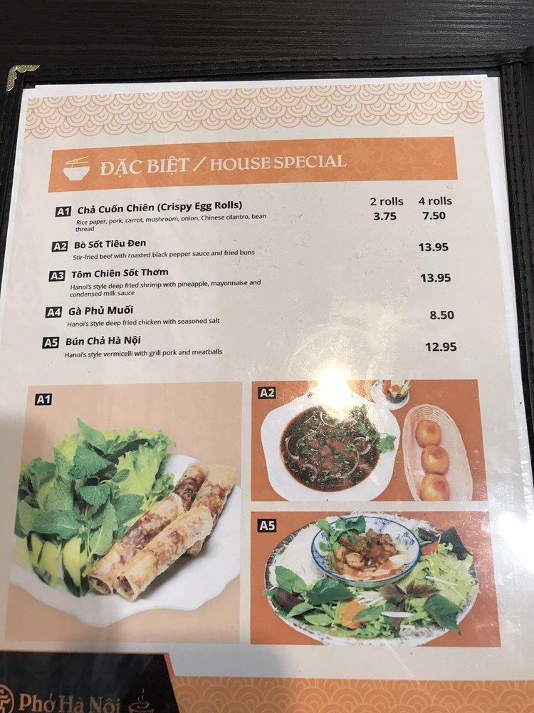 Menu at Pho Hanoi Vietnamese Restaurant, La Verne