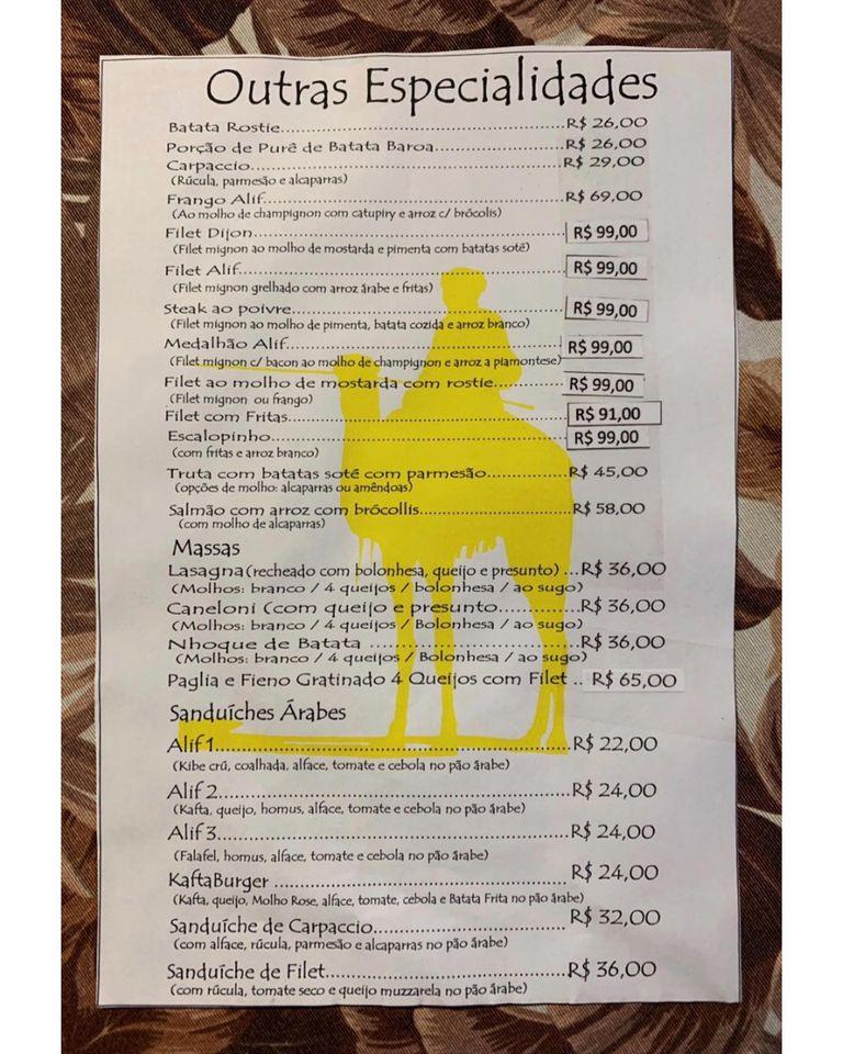 Menu at Alif Bar e Restaurante, Petrópolis