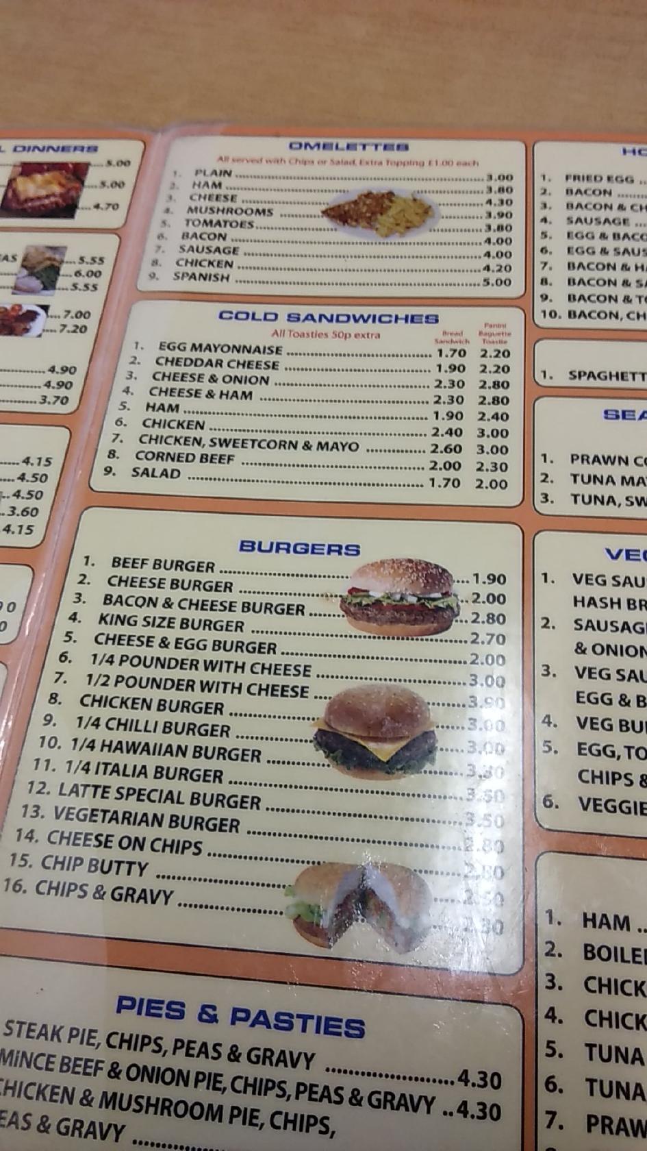 Menu at Cafe Latte, Gainsborough, 37 Lord St
