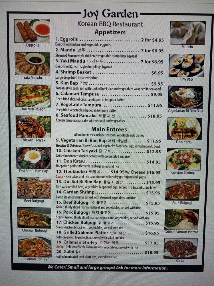 Menu at Joy Garden restaurant, Yakima