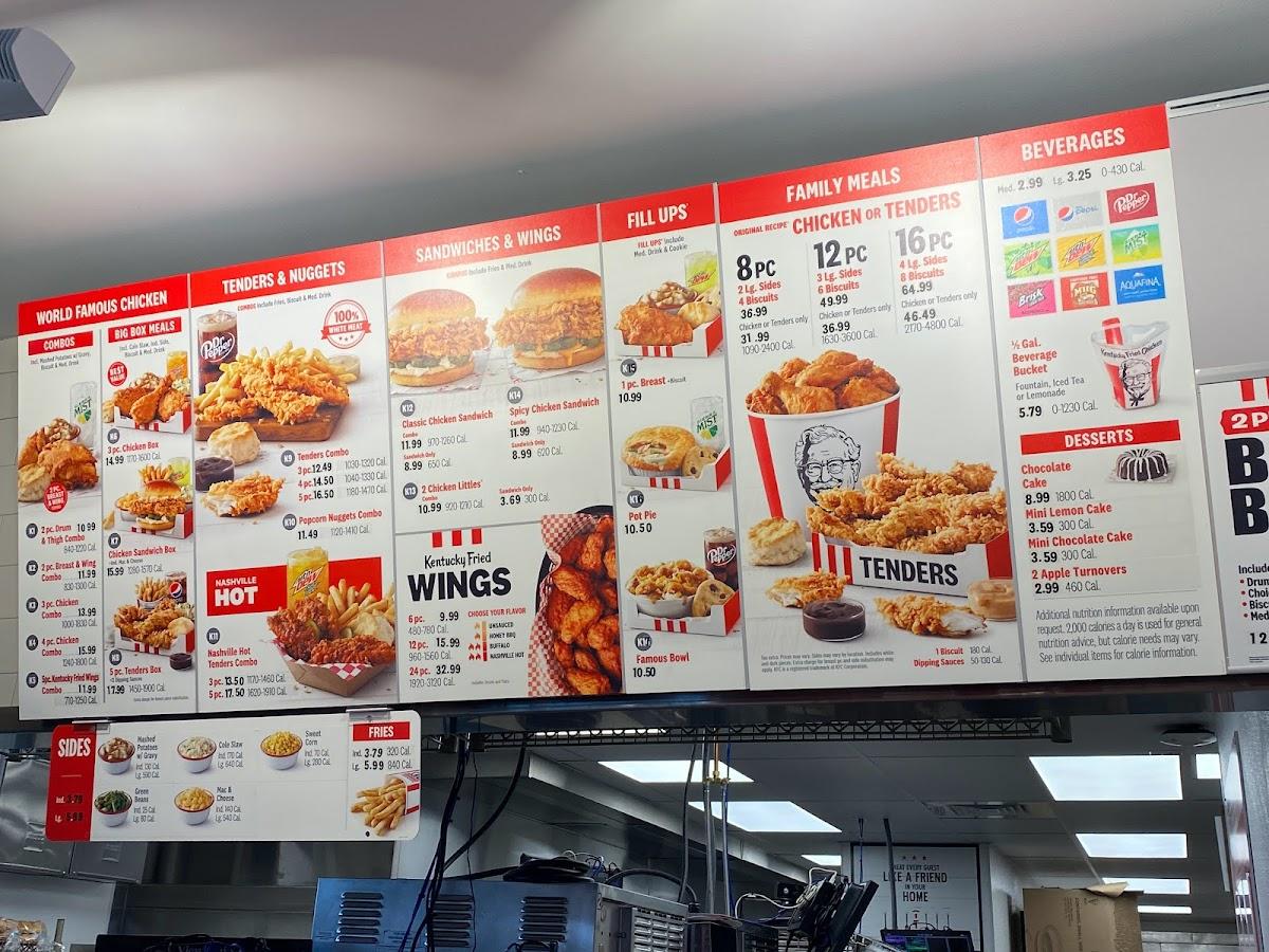 Menu at KFC restaurant, Anchorage, W Northern Lights Blvd