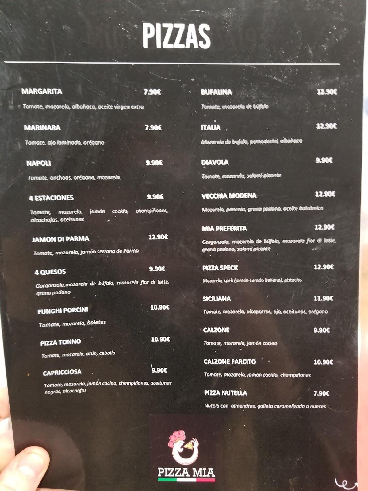 Menu at PIZZA MIA restaurant, Zaragoza, C. Don Jaime I