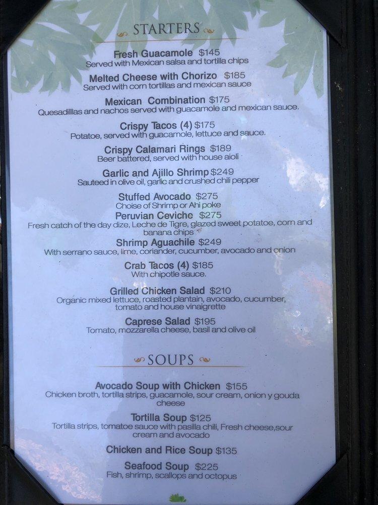 Menu at River Cafe, Puerto Vallarta