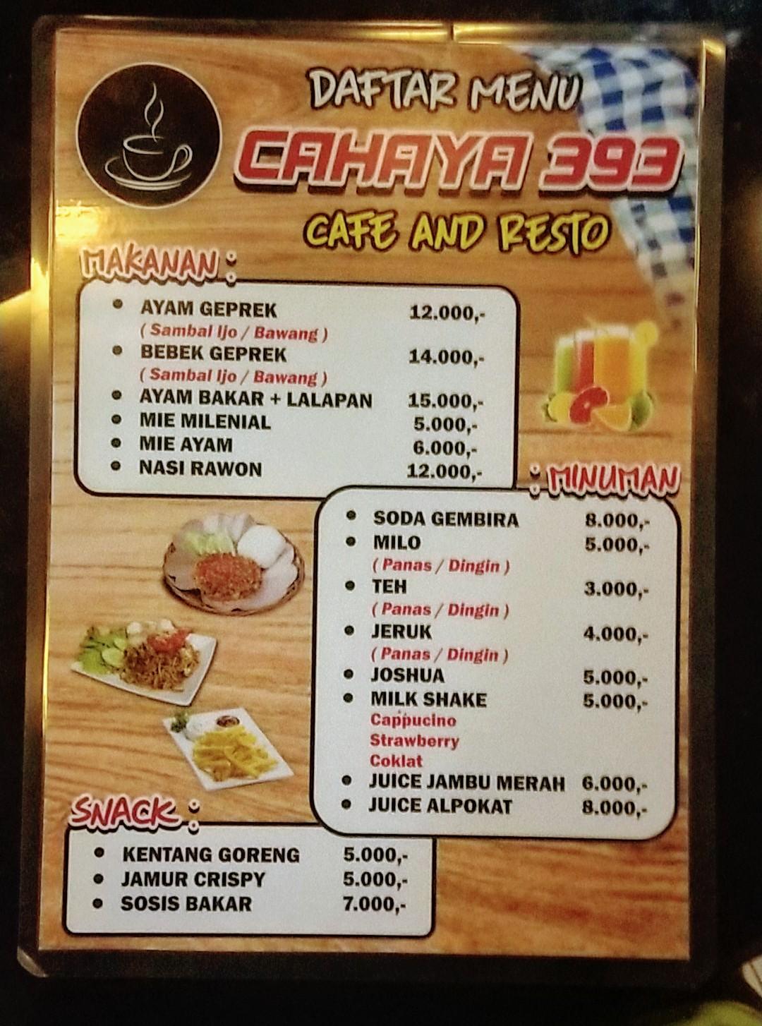 Menu at CAHAYA 393 CAFE & RESTO, Kepung