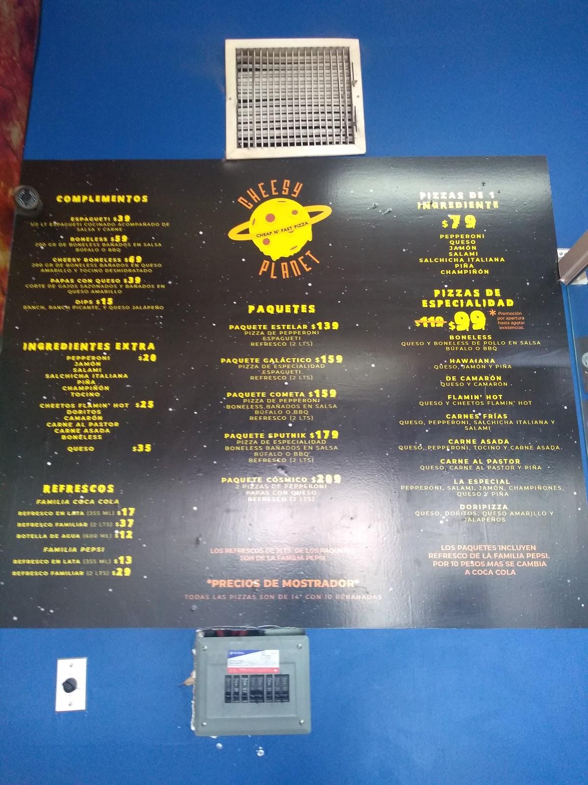 Menu at Cheesy Planet restaurant, Chihuahua, Av. Guillermo Prieto Luján