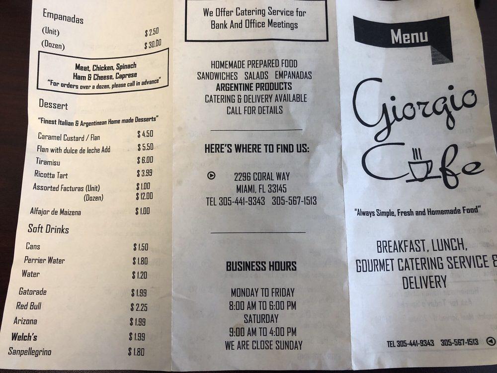 Menu at Giorgio Cafe Gourmet Market, Miami