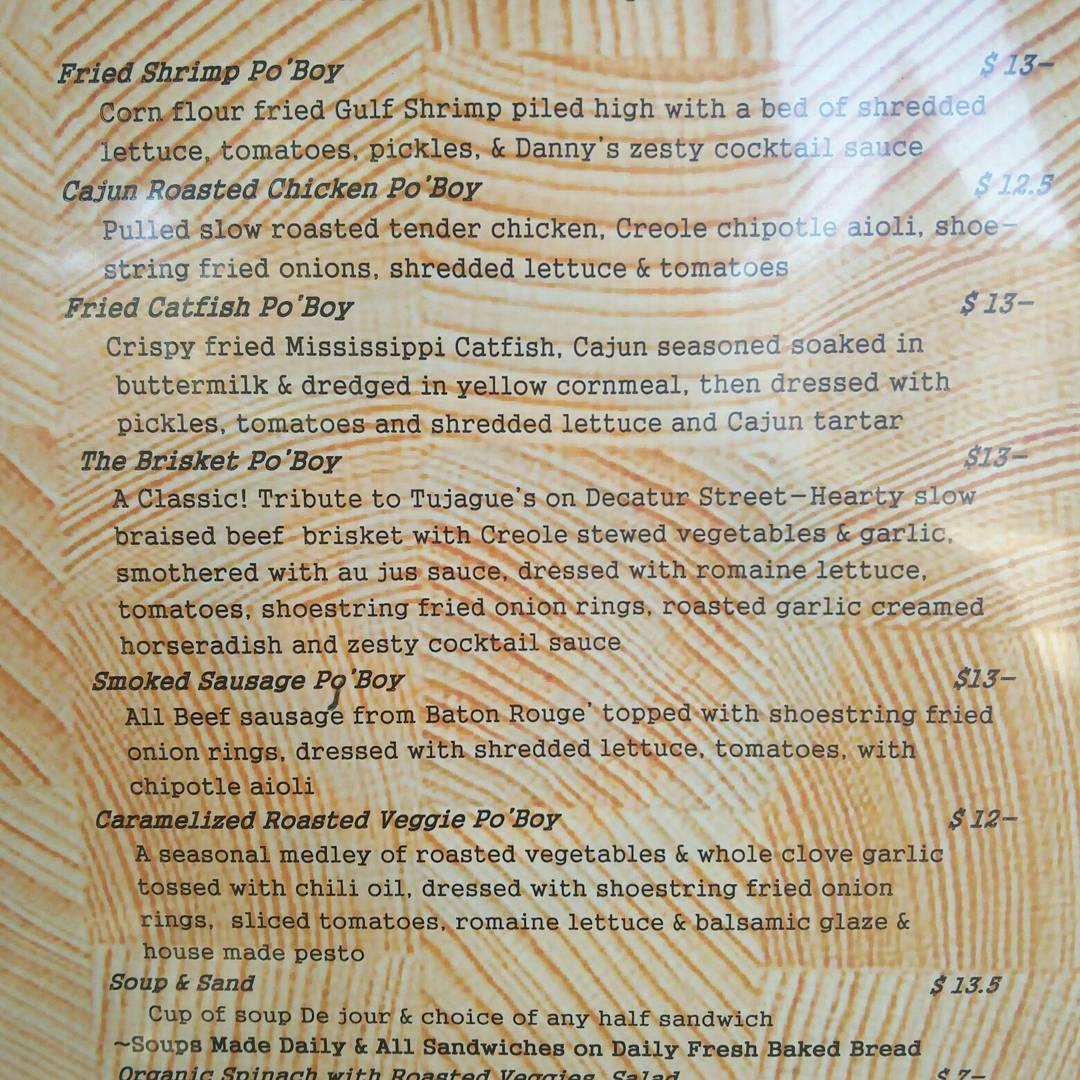 Menu at The Workshop restaurant, Benicia