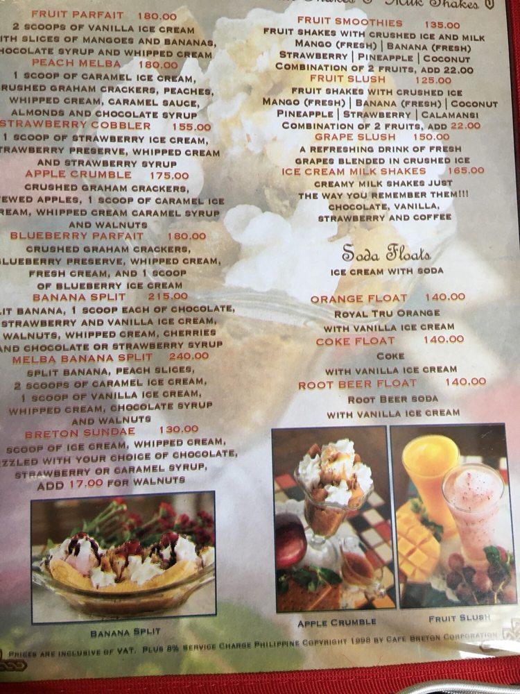 Menu at Cafe Breton, Quezon City, M354+3GQ