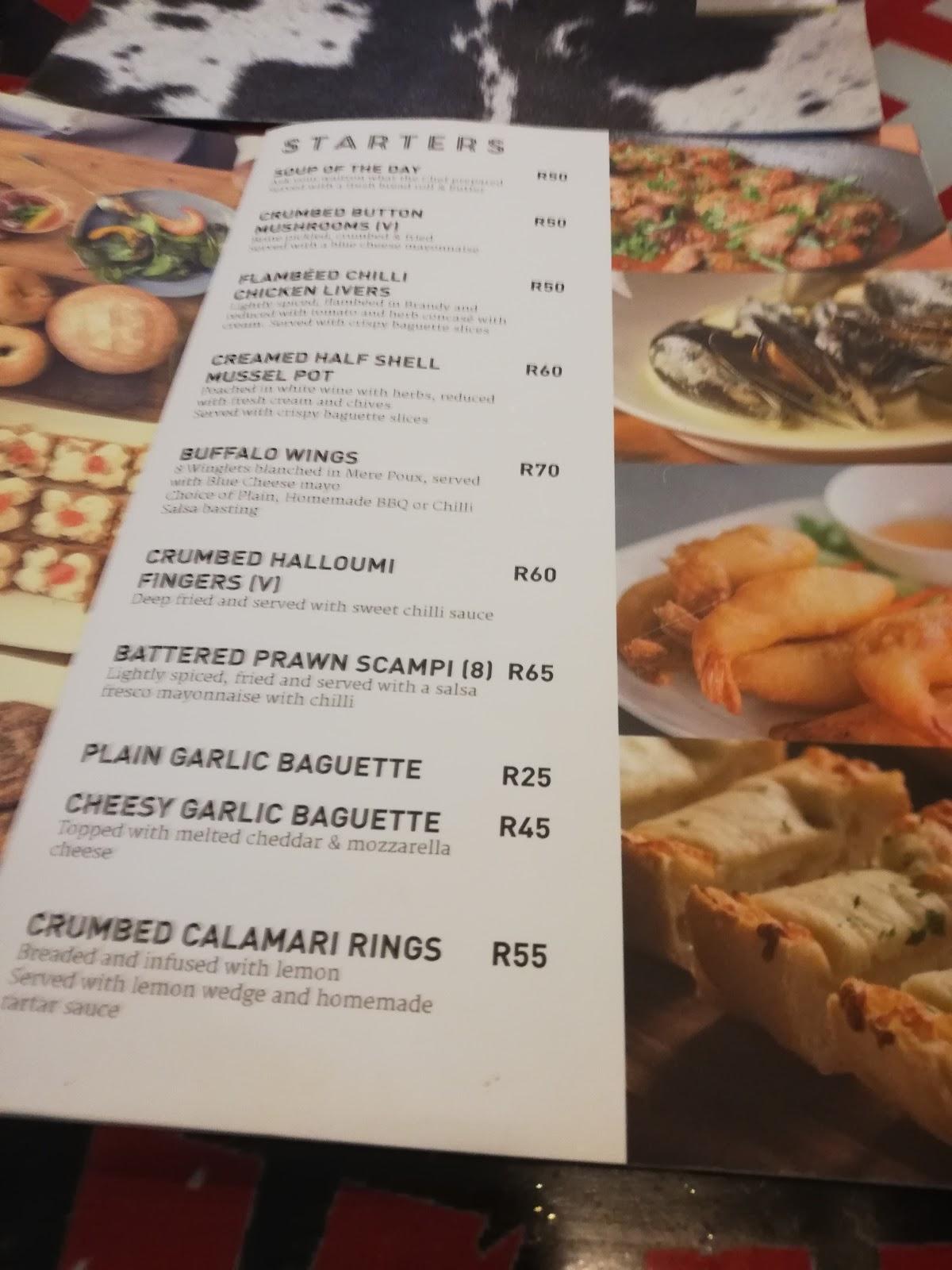 Menu at Madison's Bistro restaurant, Secunda