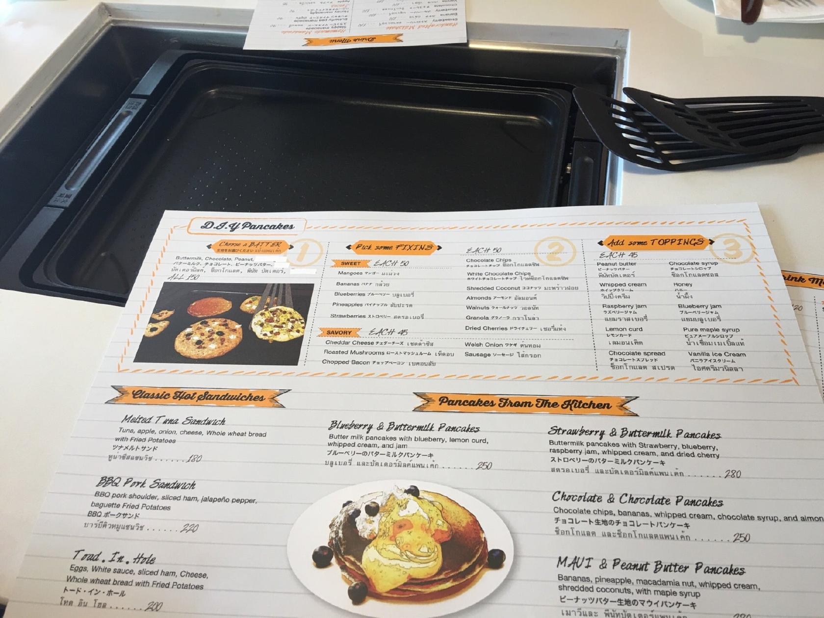 Menu at slappy cakes cafe, Bangkok