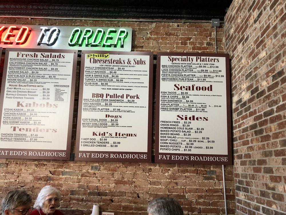 Menu at Fat Edd's Roadhouse steakhouse, Metropolis