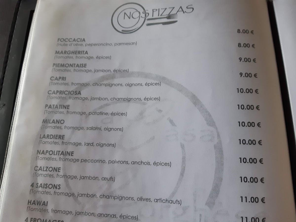 Menu at La Casa Borghese, Colfontaine